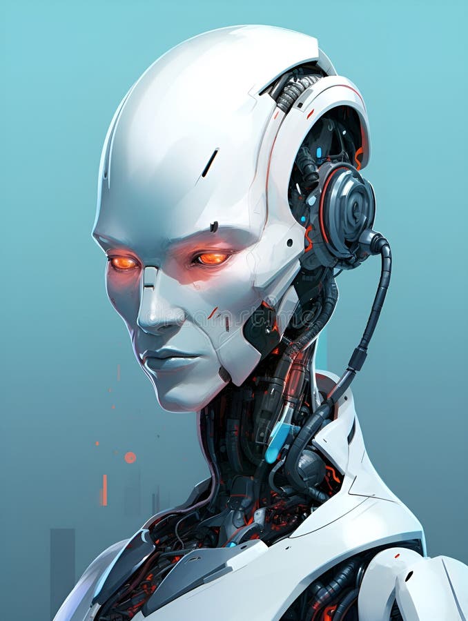 AI Robot Side-view Headshot Portrait (AI Generated) Stock Illustration ...