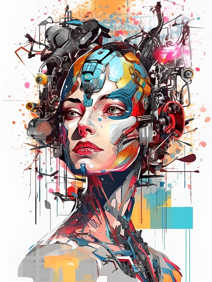 AI Robot Side-view Headshot Portrait (AI Generated) Stock Illustration ...