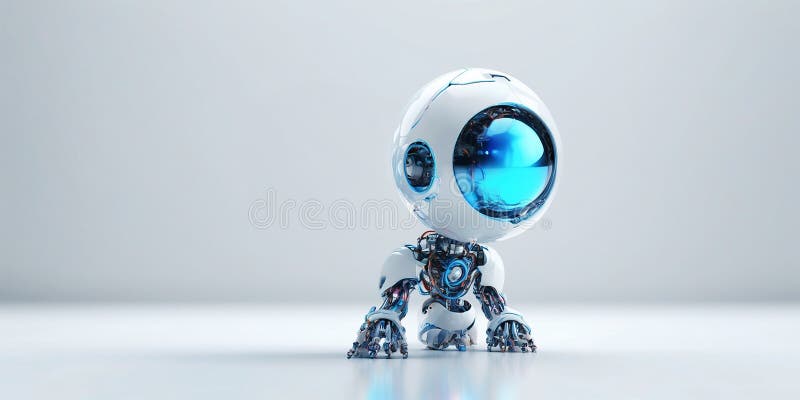 Ai Robot with Sphere Head with Copy Space Stock Illustration ...