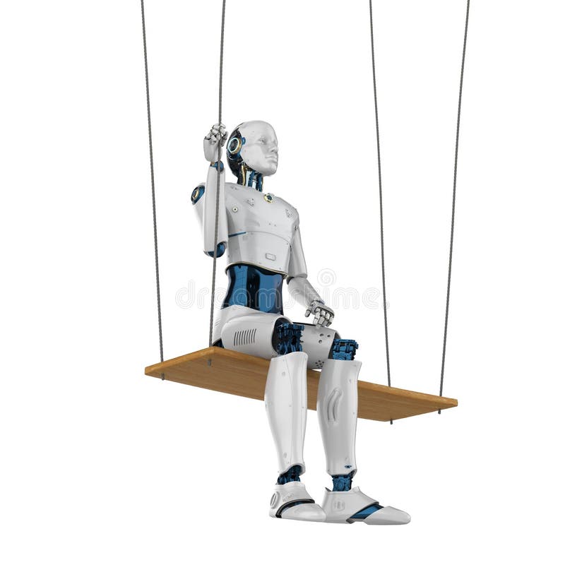 Ai Robot on Swing in Galaxy Stock Image - Image of high, assistant ...