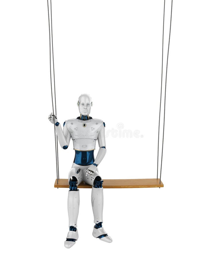 Ai Robot on Swing in Galaxy Stock Image - Image of high, assistant ...