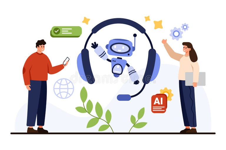 AI Robot Tech Support Service Concept Vector Stock Vector ...