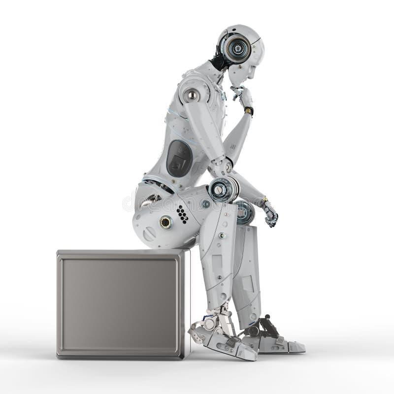 Ai robot thinking stock illustration. Illustration of artificial ...