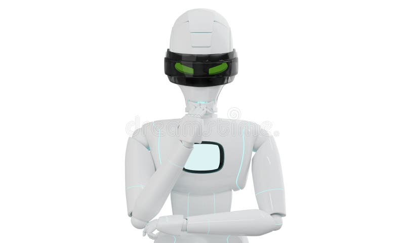 Ai Robot Thinking and Look Pose Stock Illustration - Illustration of ...