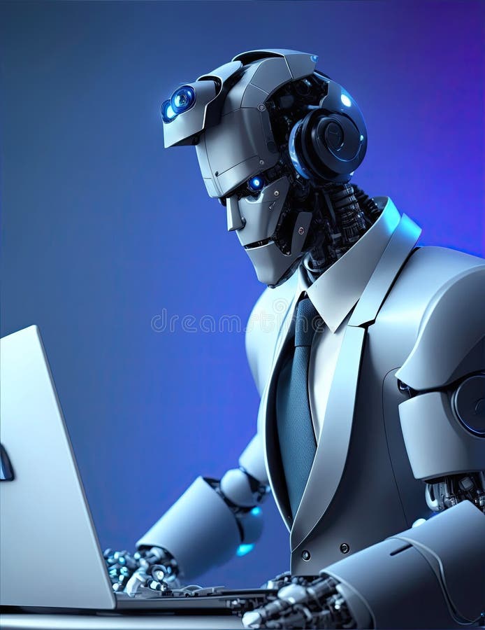 AI Robot Replacing a Human in the Office. - AI Generative Illustration ...