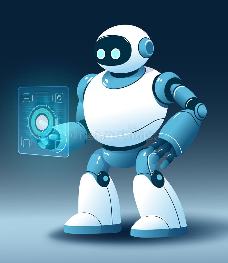 AI Robot Touches Virtual User Interface, Vector. Stock Vector ...