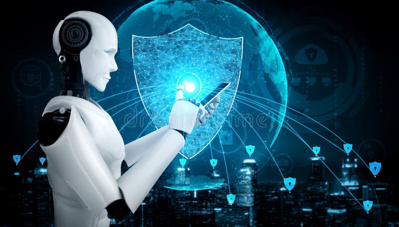 AI Robot Using Cyber Security To Protect Information Privacy Stock ...