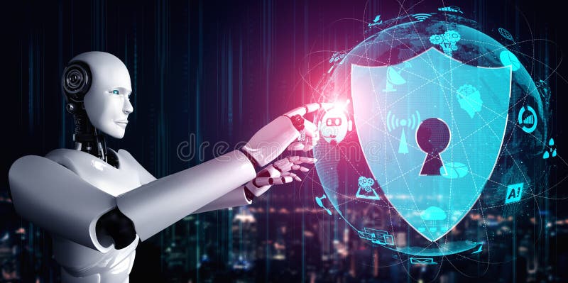 AI Robot Using Cyber Security To Protect Information Privacy Stock ...