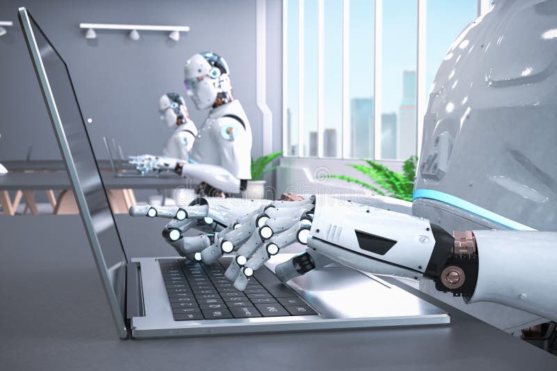 Ai Robot Work in Smart Office Stock Illustration - Illustration of ...