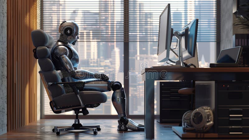 Ai Robot Work in Smart Office, Office Robot, Working Robot Stock ...