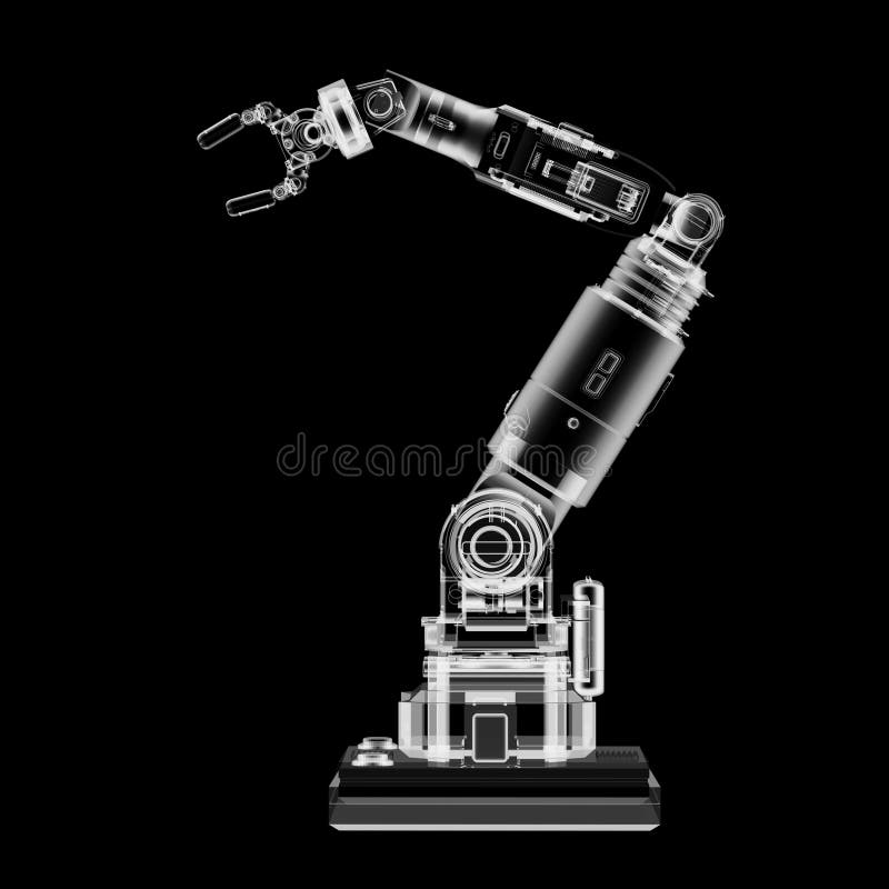 Ai Robotic Arm Isolated on Black Background Stock Illustration ...