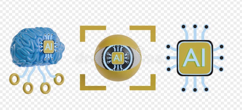 AI and Robotic 3d Icon Render Clipart Stock Illustration - Illustration ...