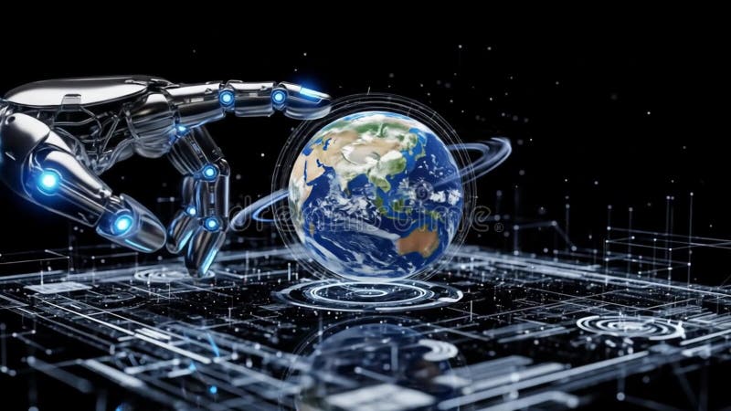 AI Robotic Global Control stock video. Video of grid - 383139499