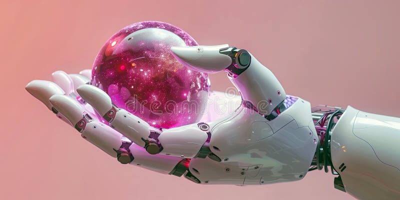 Ai Robotic White Hand Holding an Energy Ball Stock Illustration ...