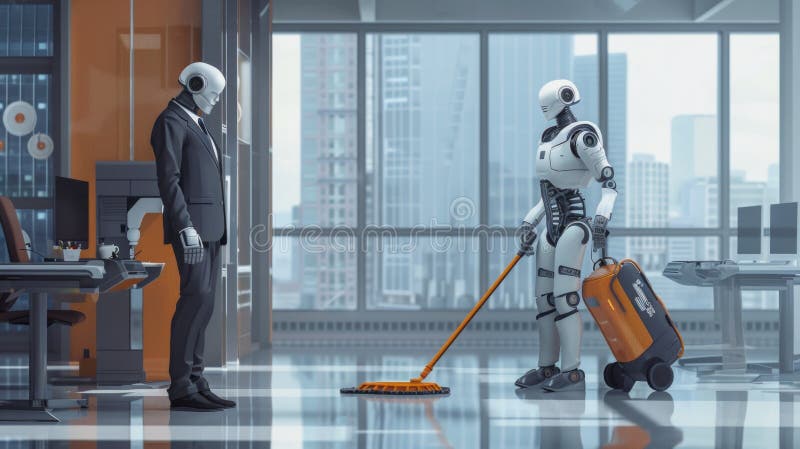 AI and Robotics Transform Modern Workspaces Stock Image - Image of ...