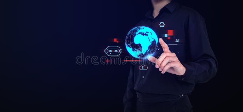 AI Robots Forward the Technology of the Future Concept. Artificial ...