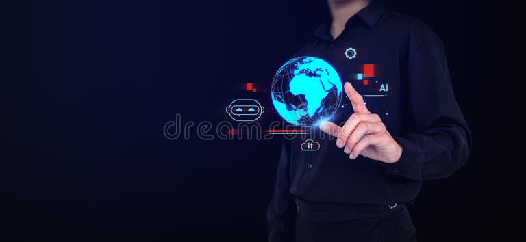 AI Robots Forward the Technology of the Future Concept. Artificial ...