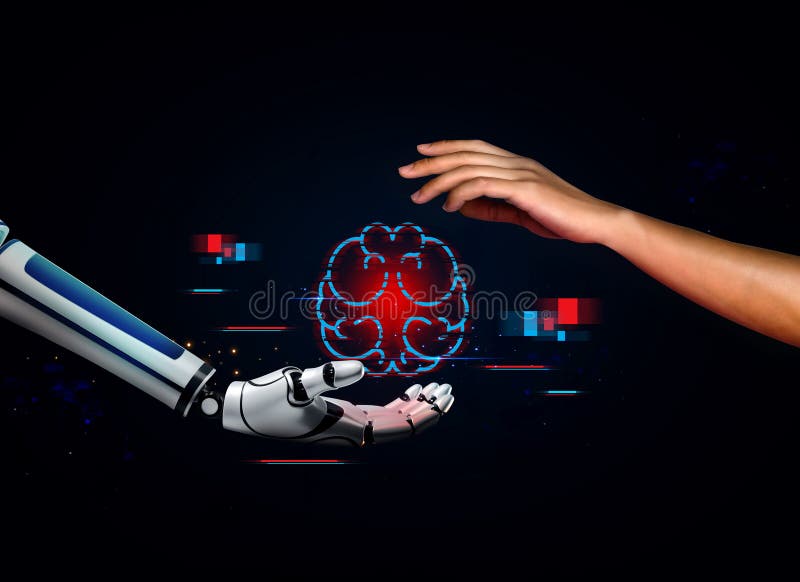 AI Robots Forward the Technology of the Future Concept. Artificial ...