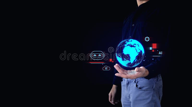 AI Robots Forward the Technology of the Future Concept. Artificial ...