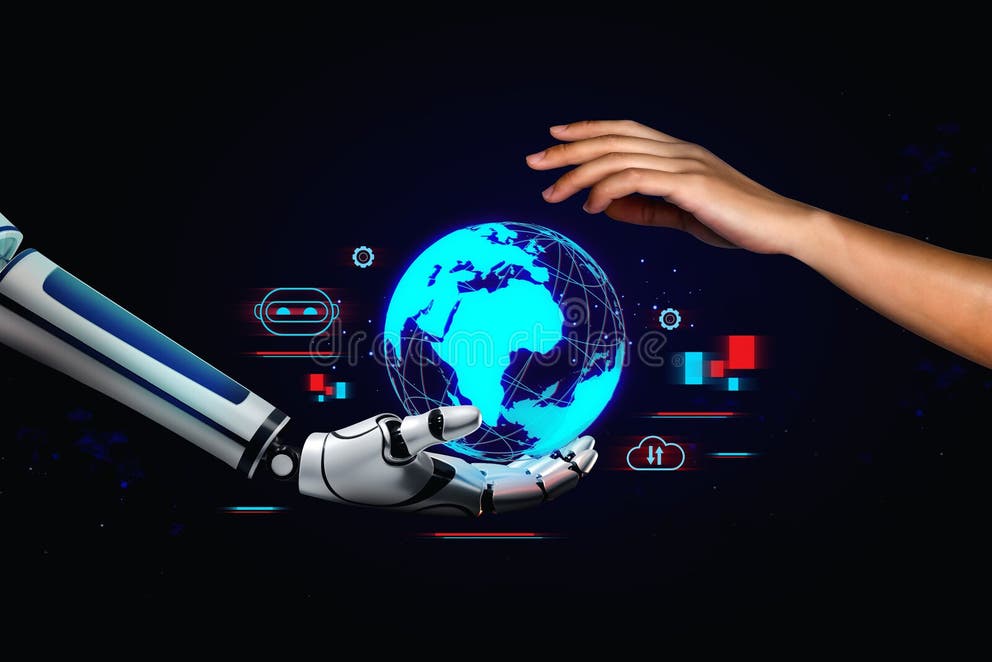 AI Robots Forward the Technology of the Future Concept. Artificial ...