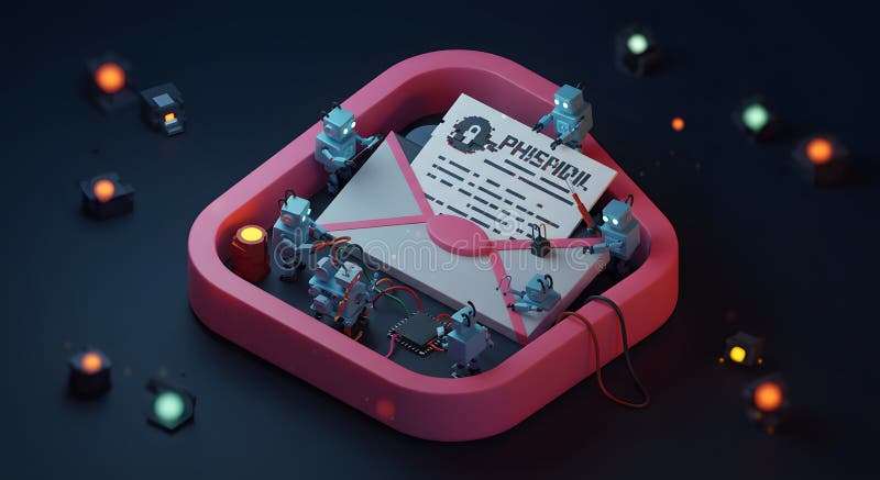 AI Robots Processing Phishing Email Stock Image - Image of artificial ...