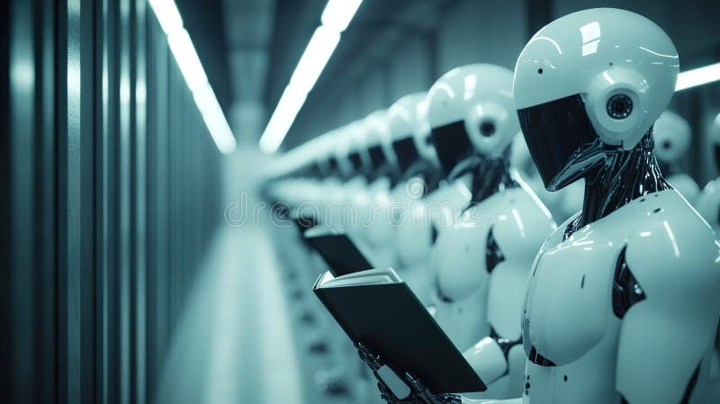 AI Robots Reading in an Industrial Setting. Artificial Intelligence ...