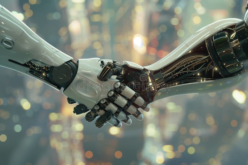 AI Robots Shaking Hands, Concept of Artificial Intelligence ...
