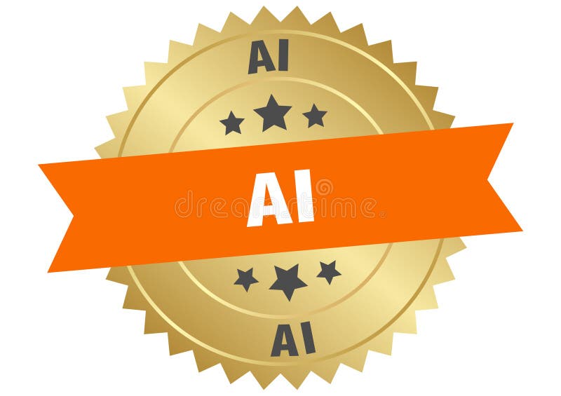 Ai. Ai Round Orange and Gold Label Isolated on Transparent Background ...