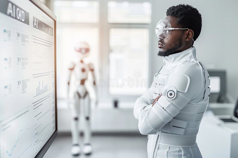 AI Scientist in Modern Lab, Showcasing Advanced Technology, Digital ...