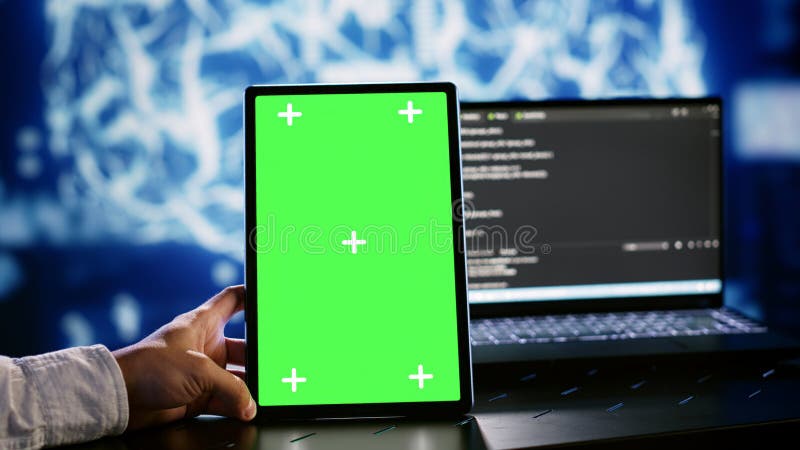 Ai Script Coding On Chroma Key Tablet Stock Image Image Of Computing