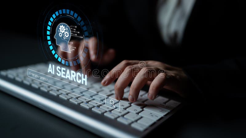 AI Search Engine and Intelligent Data Retrieval User Interface Spline Stock Illustration ...