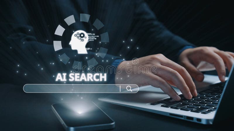 AI Search Engine and Intelligent Data Retrieval User Interface Elide Stock Photo - Image of ...