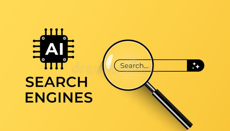 AI Search Engines Concept with Search Engine Bar and Magnifying Glass ...