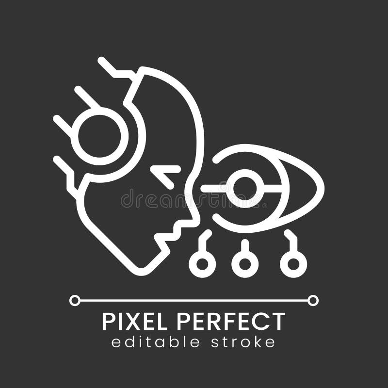 AI See Pixel Perfect White Linear Icon for Dark Theme Stock Vector ...