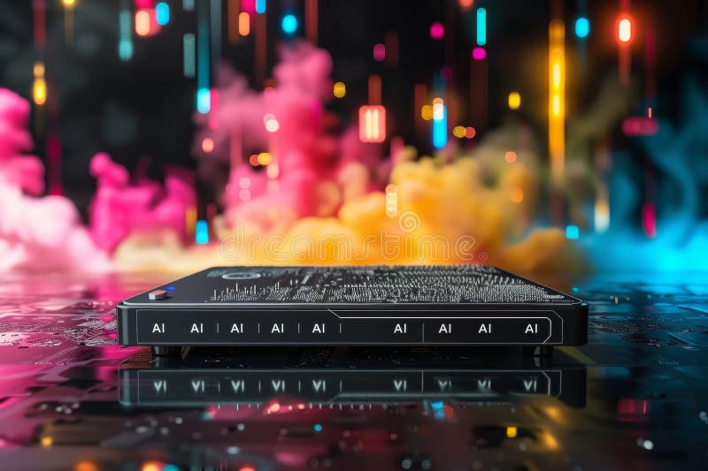 AI Server with Colorful Smoke, Digital Art, Technology Innovation ...