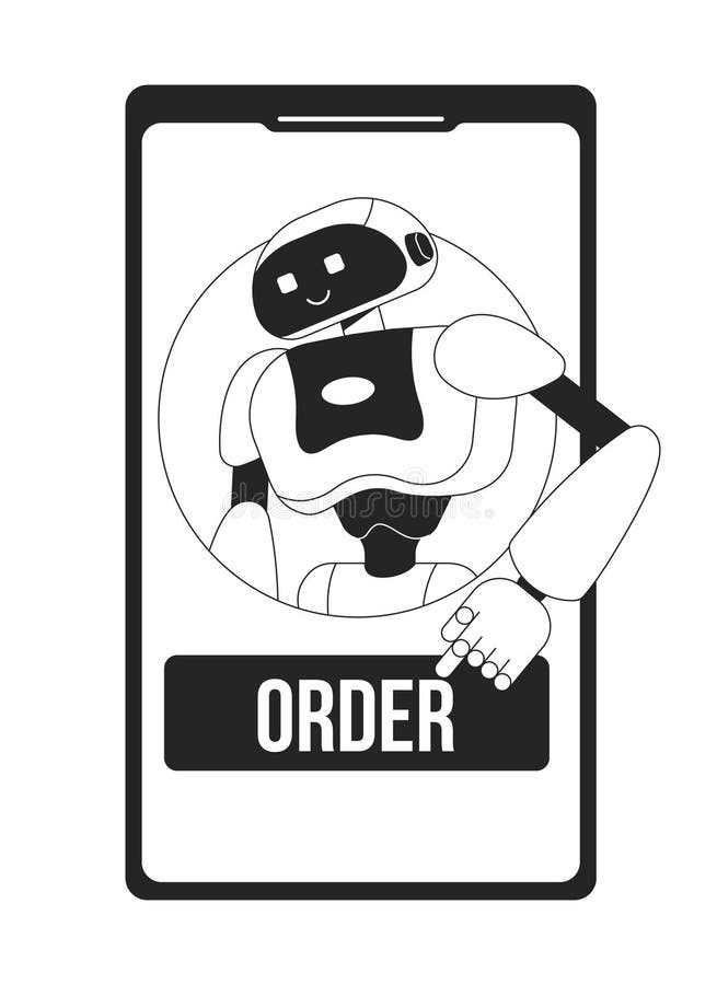 AI Shopping System Black and White Concept Vector Spot Illustration ...