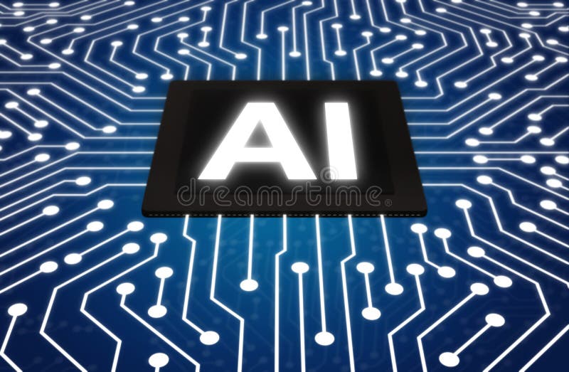 AI Sign in the Center of Circuit Board, Artificial Intelligence of ...