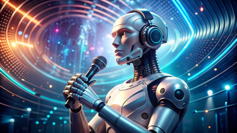 AI Singer Robotic Vocaloid, Sci-Fi Stage, Digital Performance Stock ...