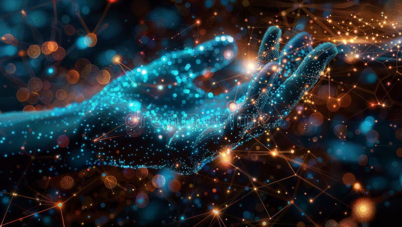 AI Singularity Luminescence: Cyber Arrays Data Holograms, Generative Ai Stock Illustration ...