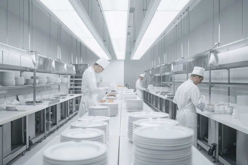 AI Smart Food Factory in White Tones, Advanced Robotics and Automation ...