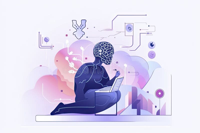 AI in Social Media Abstract Concept Vector Illustration. Social Media ...