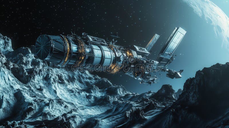 Ai in Space Exploration Scene Stock Photo - Image of landscape, crypto ...