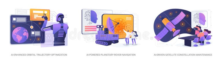 AI in Space Operations Abstract Concept Vector Illustrations. Stock ...