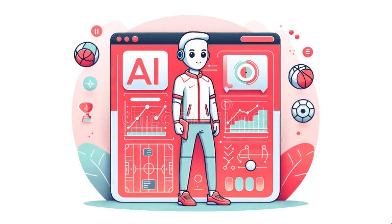 AI Sports Analytics Dashboard Cartoon Character, Data Visualization ...