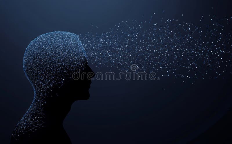 AI - Stock. AI Digital Mind. Robotics Concept. Human Face Constructed ...