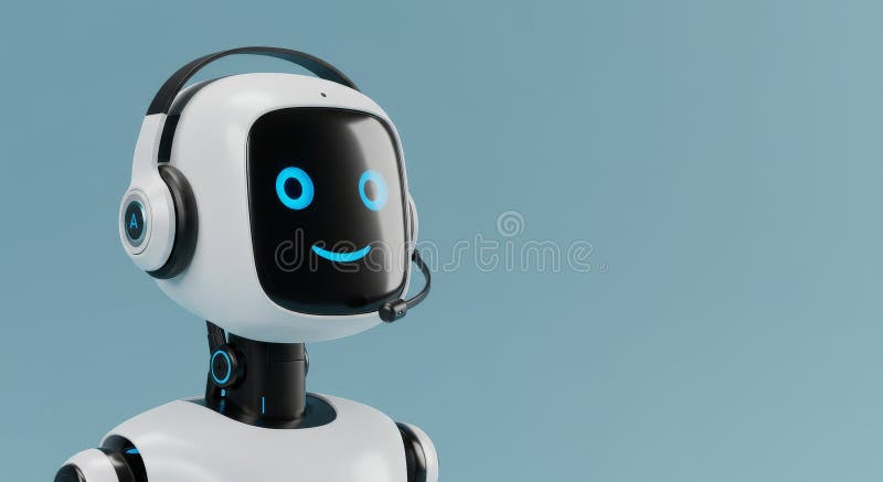 AI Support Robot Tech Help with a Smile Friendly AI Robot Headset Tech ...