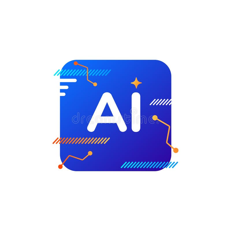 AI Symbol with Abstract Gradient, Glitch Design, and Virtual Bot Focus ...