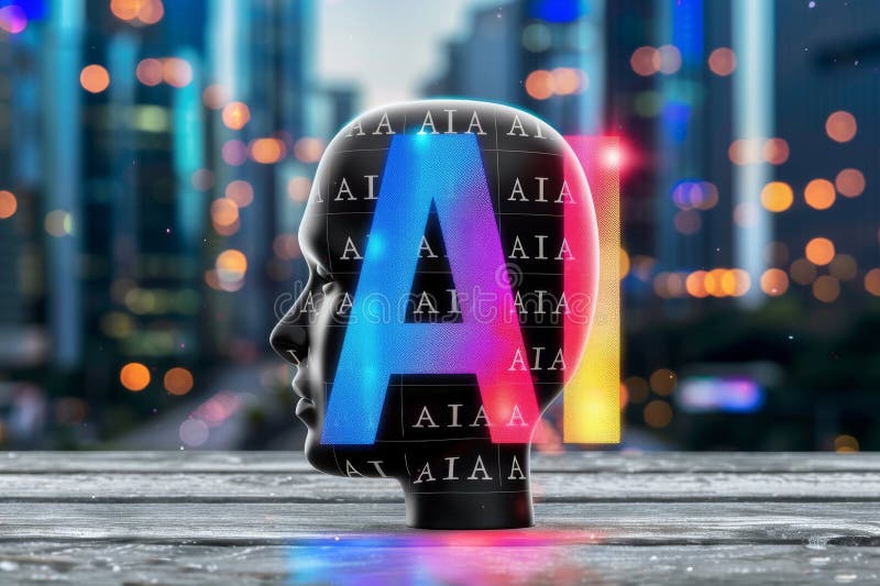 AI Symbol in a Digital Matrix, Representing the Complex Integration of ...