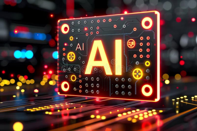 AI Symbol Glowing in a Vibrant, Neon Lit Digital Environment ...