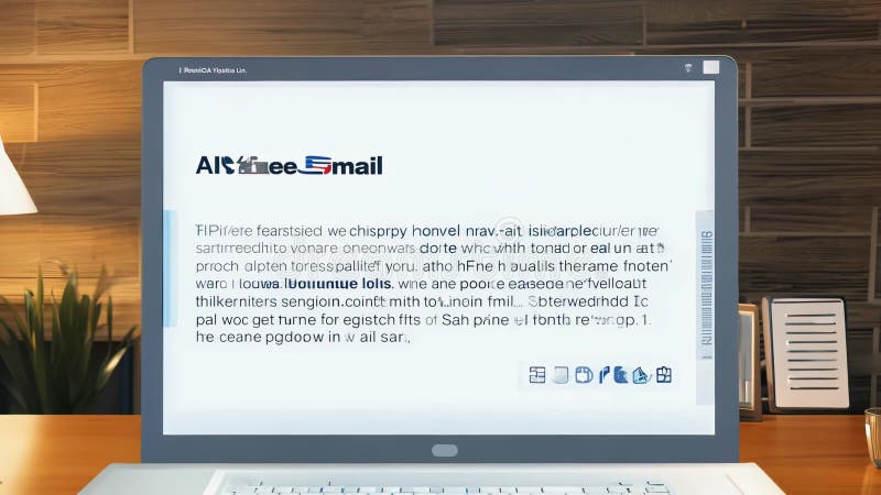 AI System Composing a Business Email in a Modern Office with Soft ...